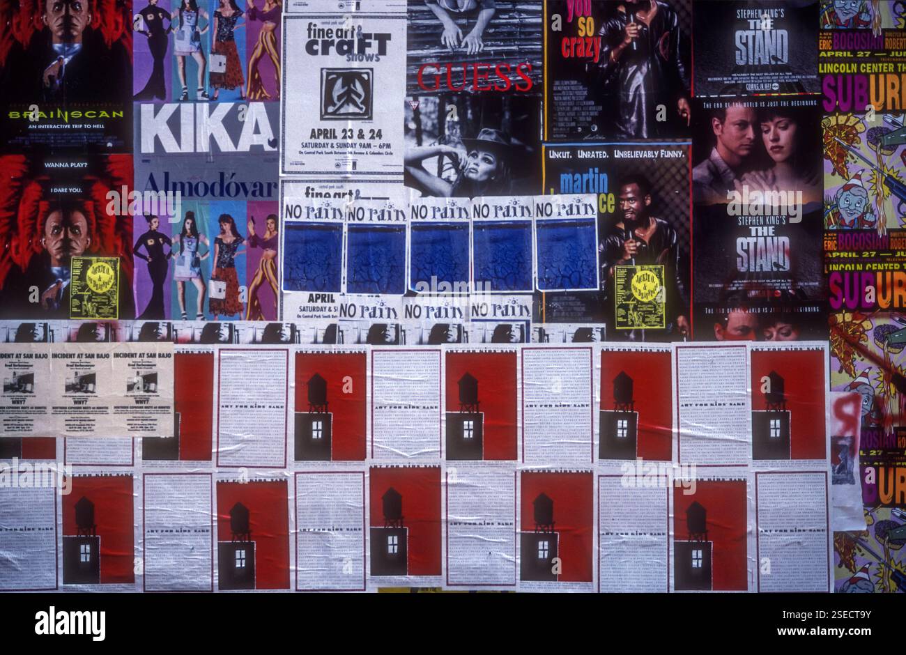 Archive photograph of 1990s posters pasted on a wall in Prince Street ...