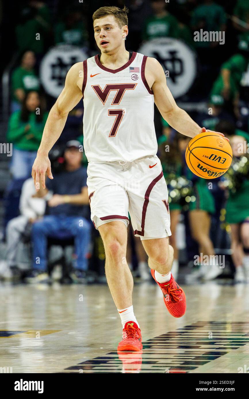 February 08, 2025: Virginia Tech guard Brandon Rechsteiner (7) advances ...