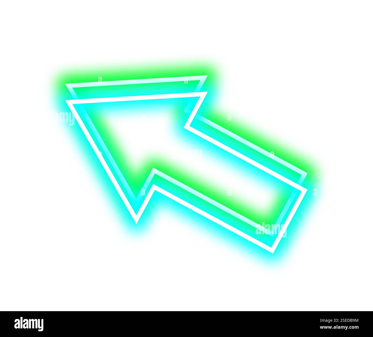 Bright neon arrow-shaped pointer on white background Stock Photo - Alamy