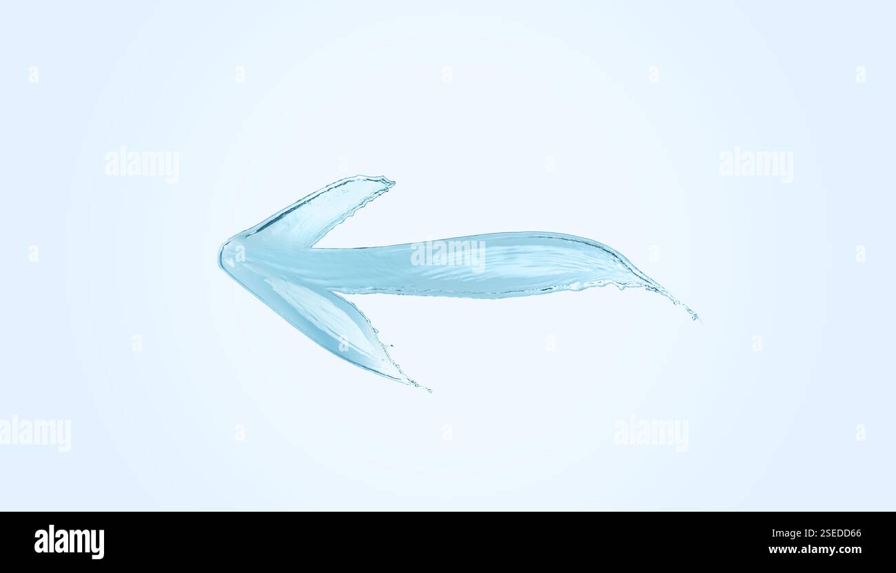 Arrow of water on light blue background Stock Photo - Alamy