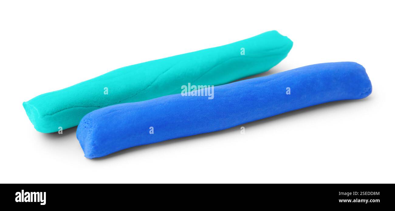 Turquoise and blue play dough isolated on white Stock Photo - Alamy