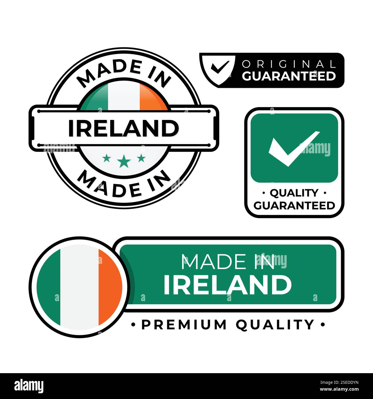 Badge bundle made in Ireland label icon emblem isolated on white ...