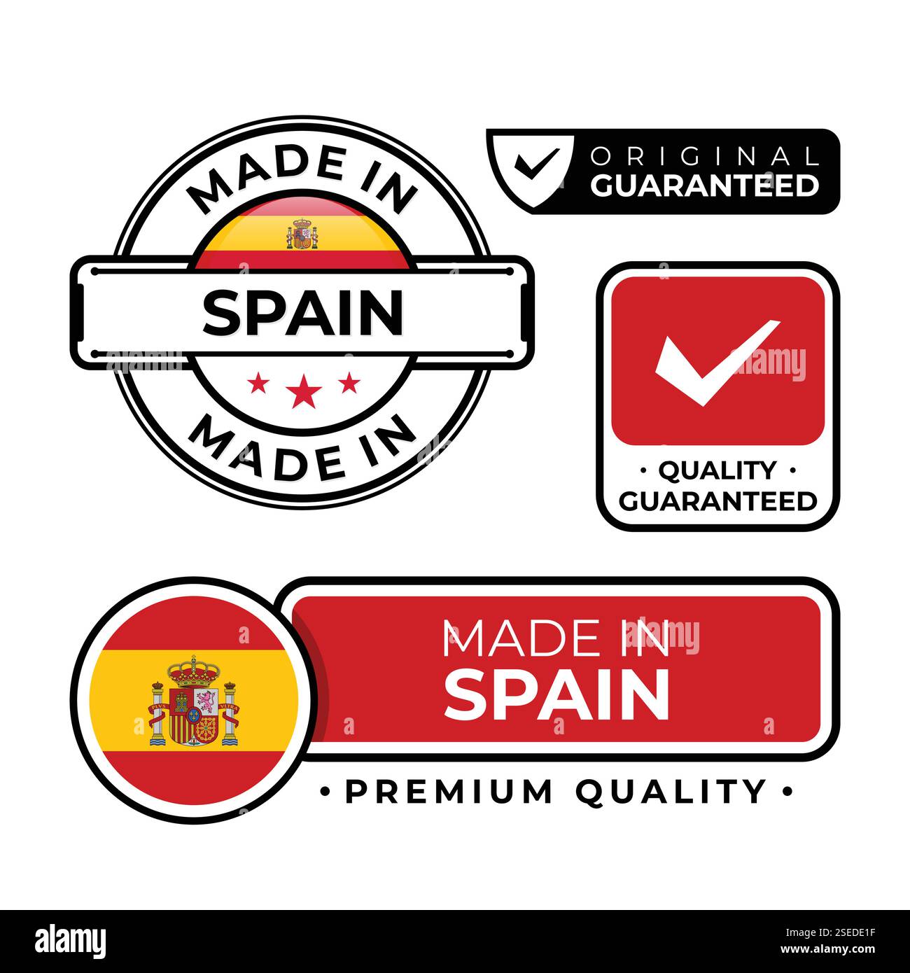 Badge bundle made in Spain label icon emblem isolated on white ...
