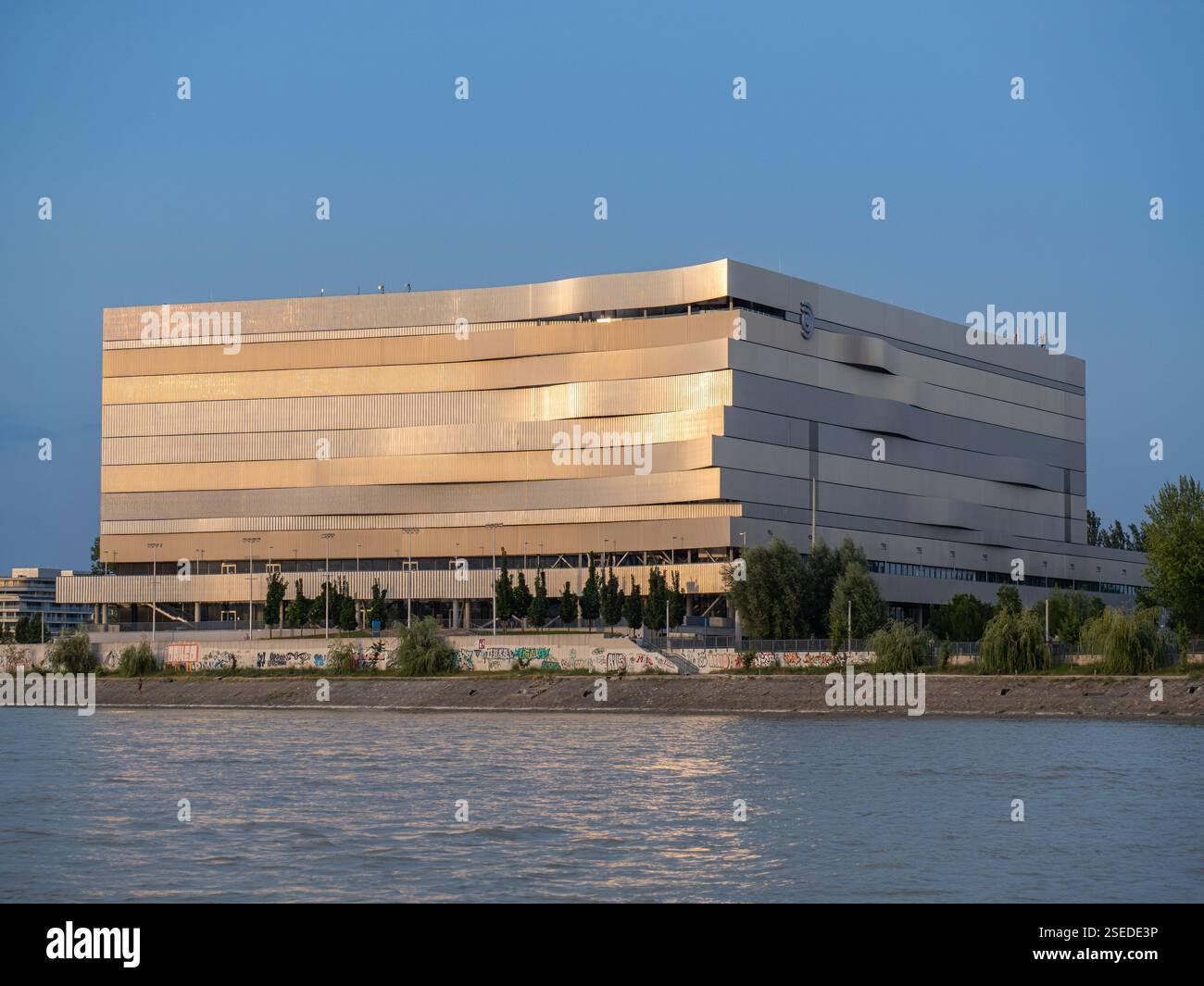 Modern Architecture of the Facade Golden Duna Arena, Budapest - Hungary ...