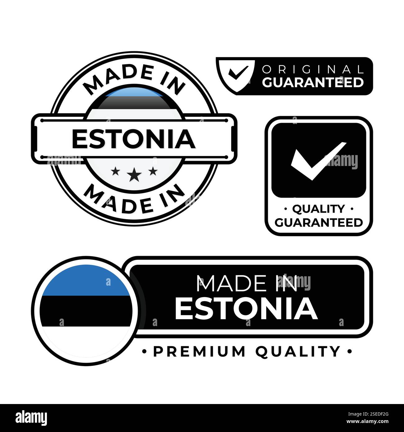 Badge bundle made in Estonia label icon emblem isolated on white ...