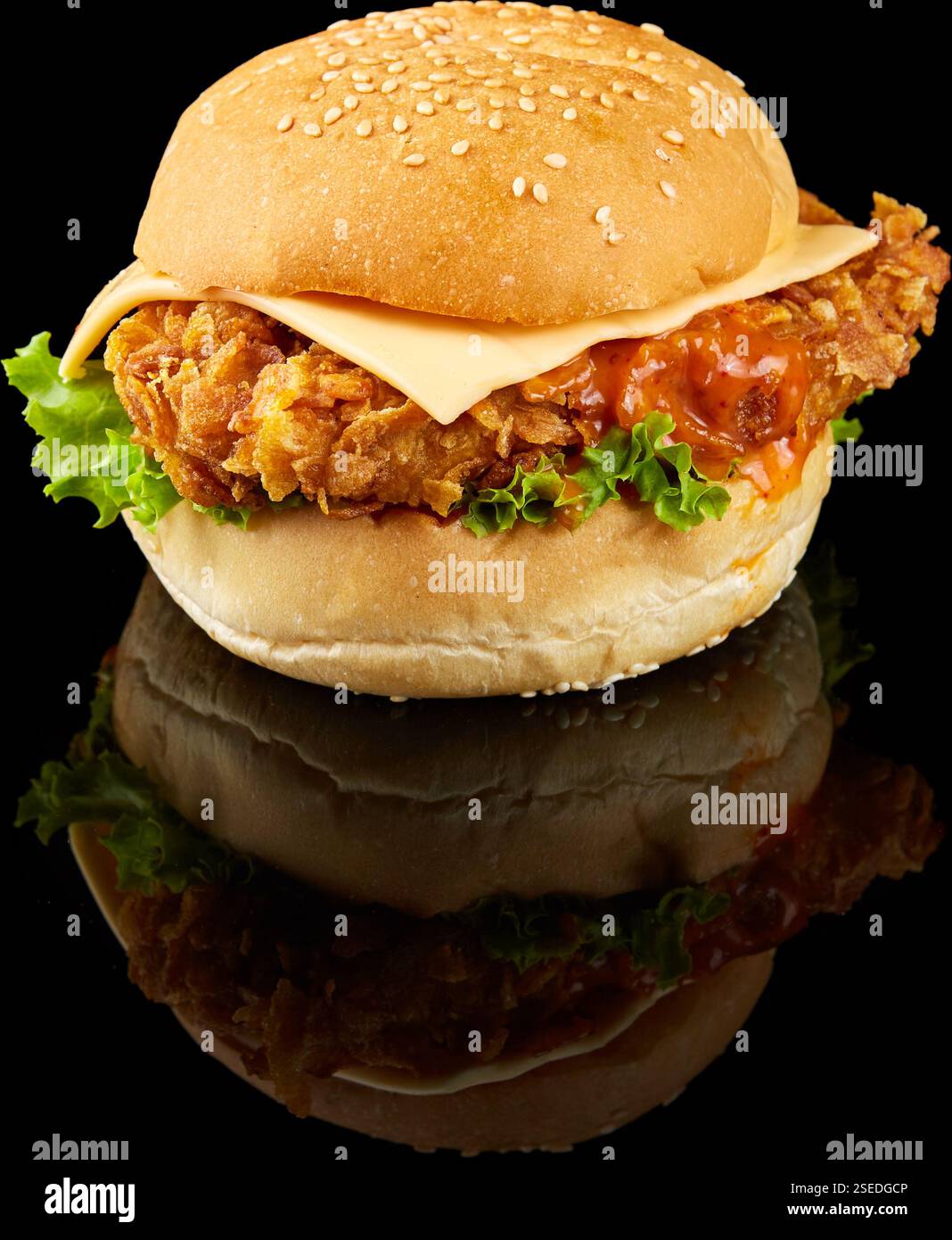 Indulge in a delicious chicken burger featuring a crispy fried chicken ...