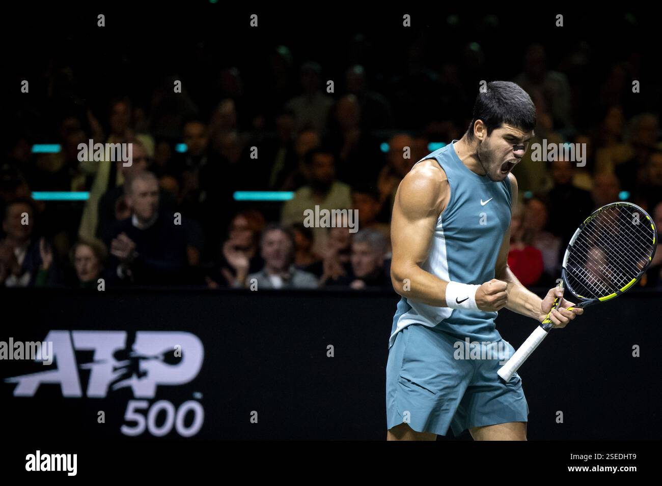 ROTTERDAM - Carlos Alcaraz (ESP) after his won match against Hubert ...