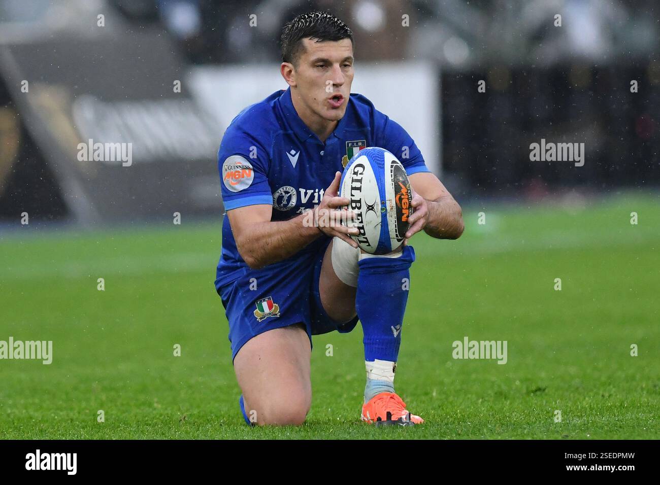 Rome, Lazio. 08th Feb, 2025. Tommaso Allan of Italy during 6 Nations ...