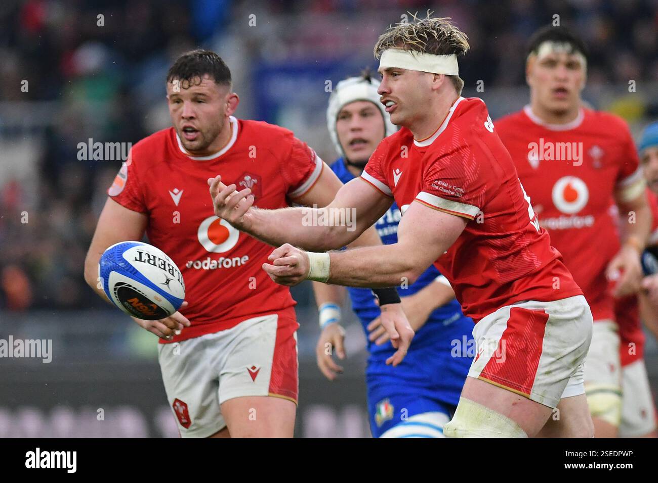 Rome, Lazio. 08th Feb, 2025. Aaron Wainwright of Wales during 6 Nations ...