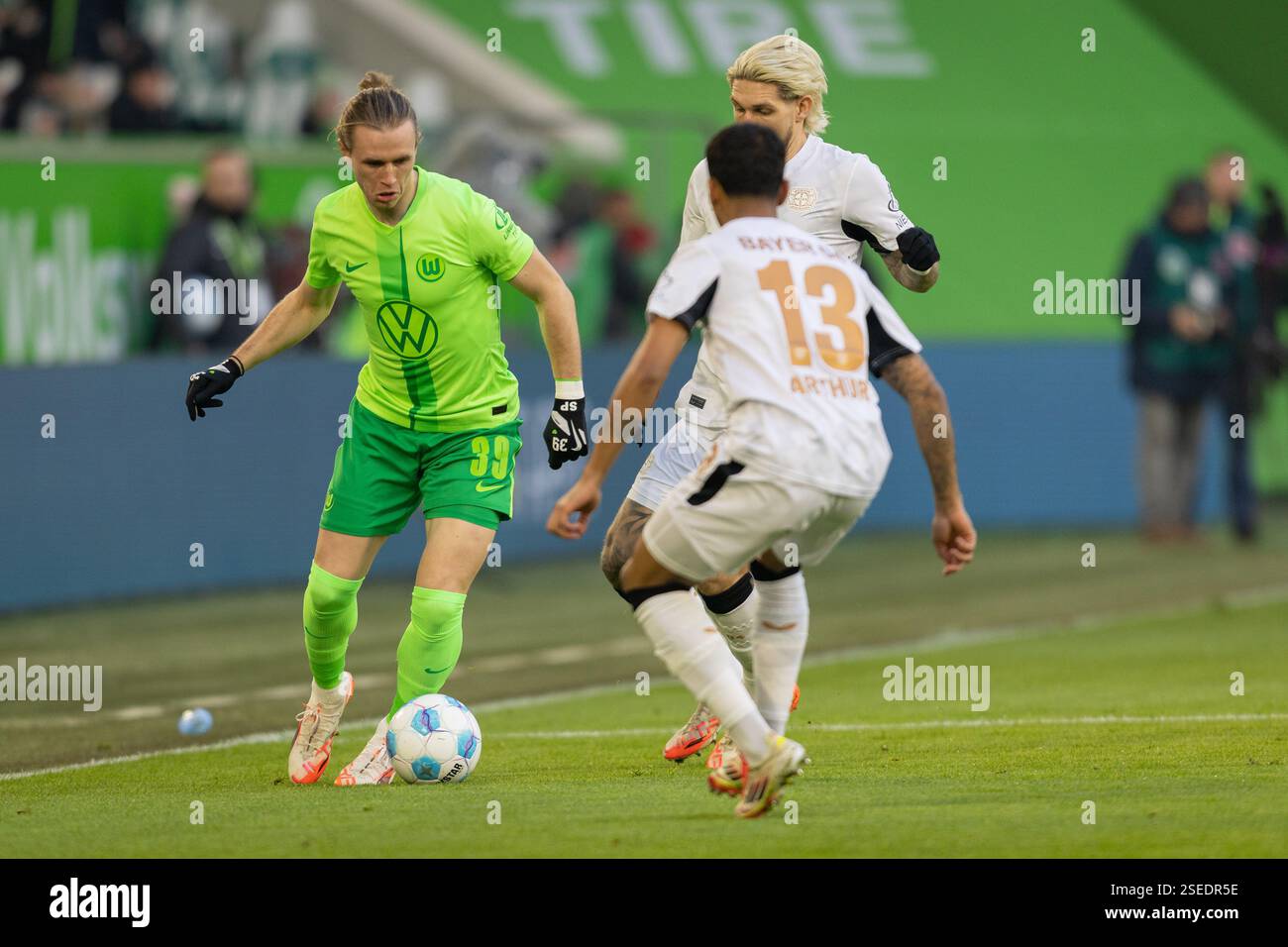 Wolfsburg, Germany. 08th Feb, 2025. Patrick Wimmer (39) of Wolfsburg ...
