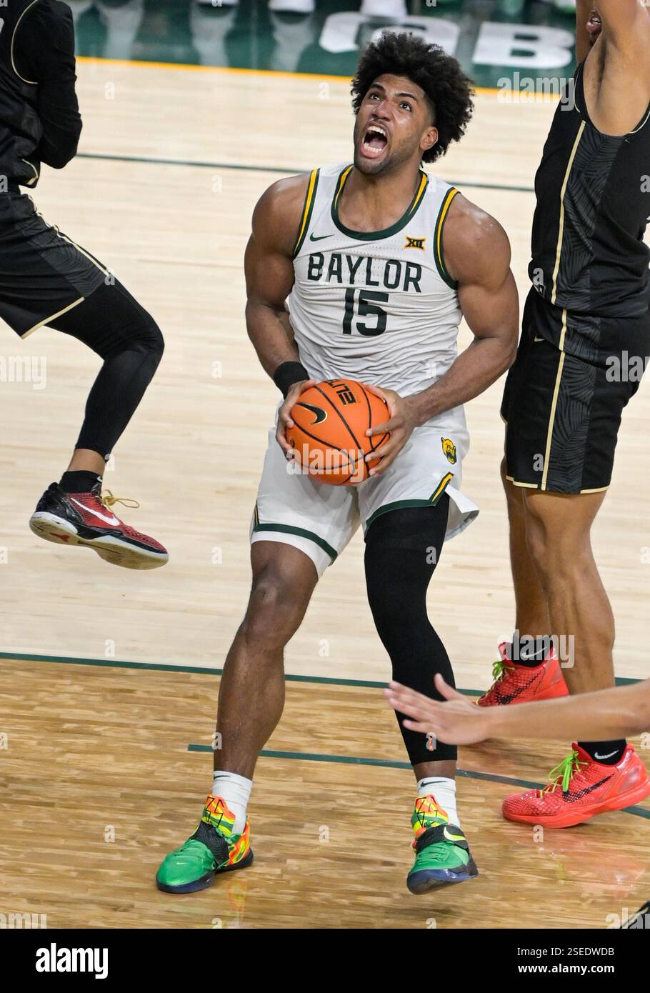 February 8, 2025: Baylor Bears forward Norchad Omier (15) gets ready to ...