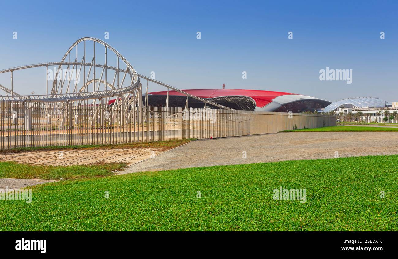 ABU DHABI, UAE - NOVEMBER 5: Ferrari World Park is the largest indoor amusement park in the ...