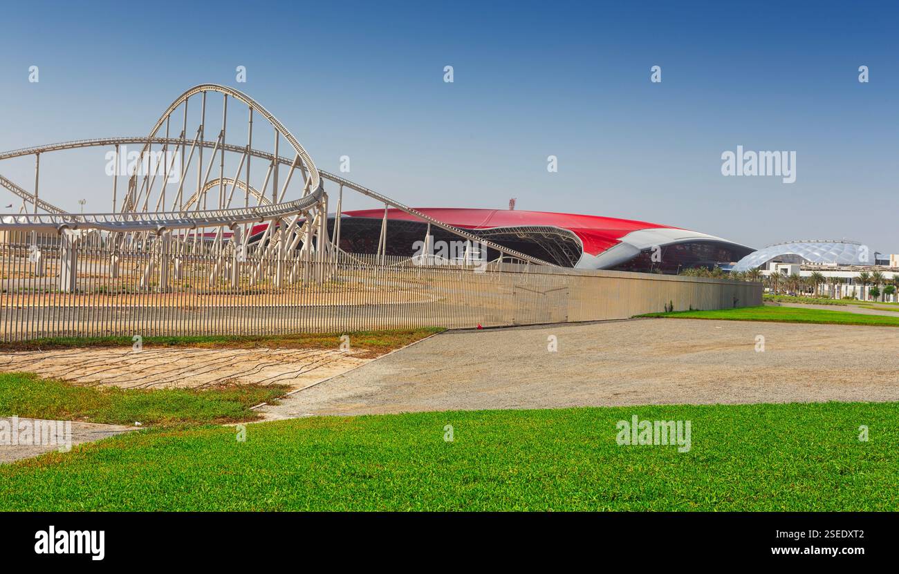 ABU DHABI, UAE - NOVEMBER 5: Ferrari World Park is the largest indoor amusement park in the ...