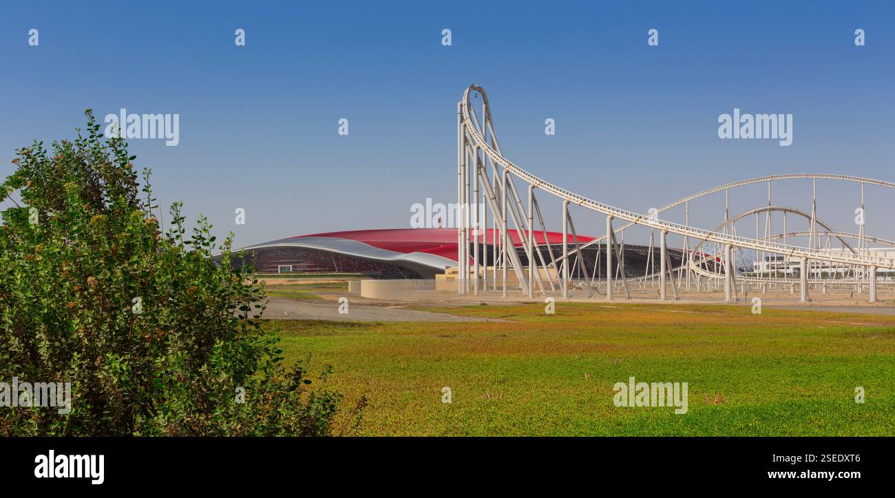 ABU DHABI, UAE - NOVEMBER 5: Ferrari World Park is the largest indoor amusement park in the ...
