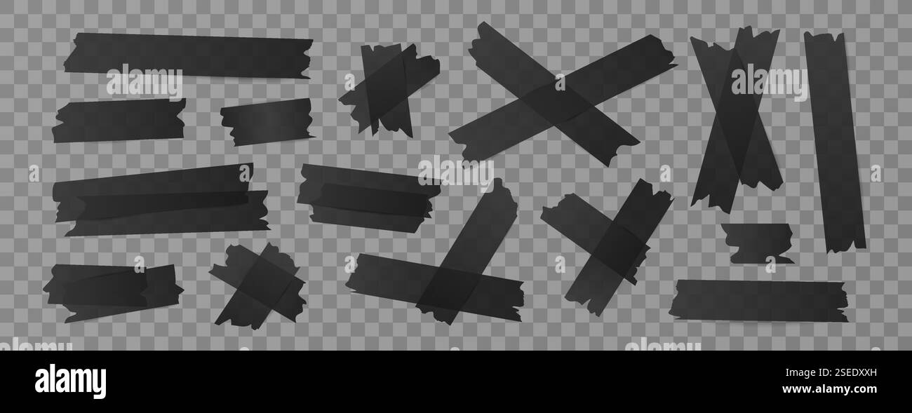 Set of isolated black sticky stripes, duct tapes Stock Vector Image ...