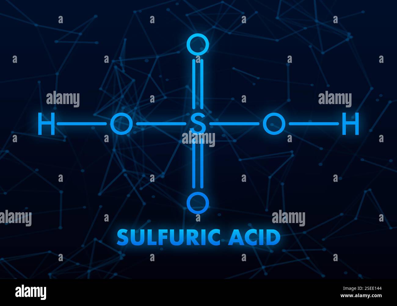 Sulfuric Acid Molecular Structure with Plexus Effect on Dark Background ...