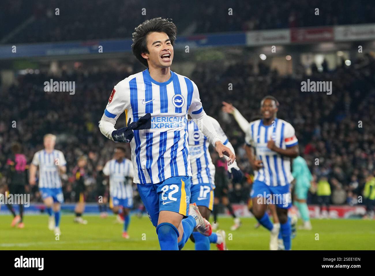 Brighton and Hove Albion's Kaoru Mitoma celebrates scoring their side's ...