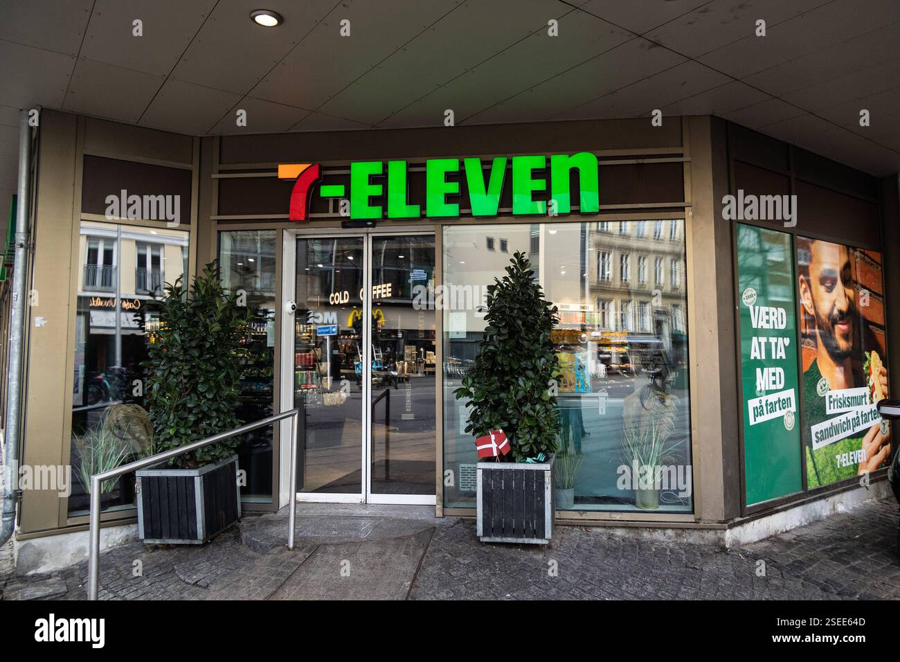 An exterior view of 7-Eleven in Frederiksberg in Copenhagen, Denmark Copenhagen Falkoner Alle ...