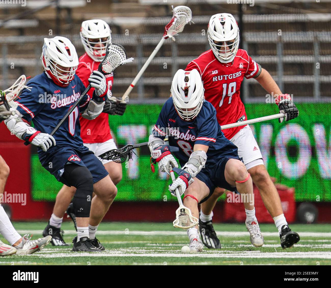 Piscataway, NJ, USA. 08th Feb, 2025. Stony Brook attack Henry Popko (8 ...
