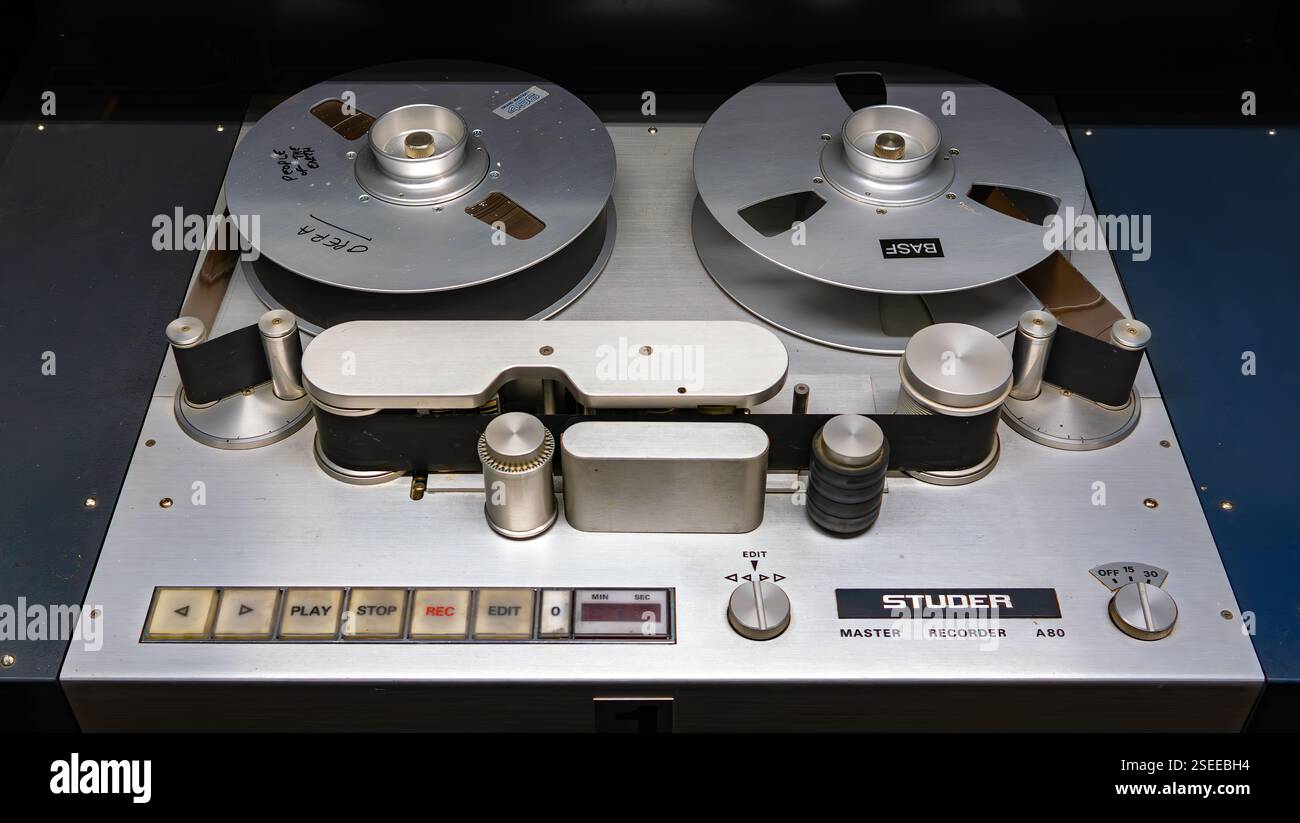 Montreux, Switzerland - January 2, 2025: A vintage Studer A80 master ...