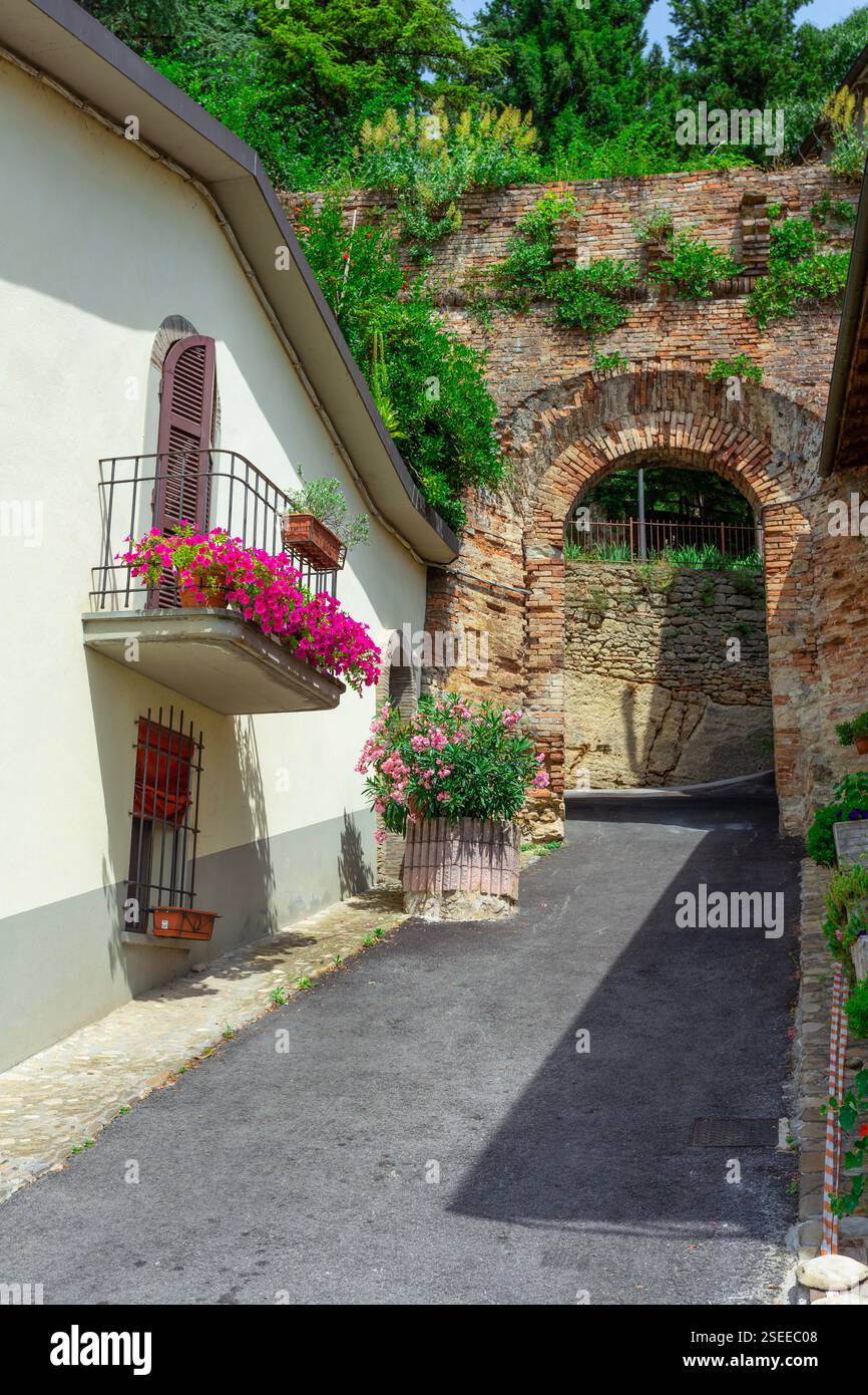 typical Italian street in a small provincial town of Tuscan, Italy ...