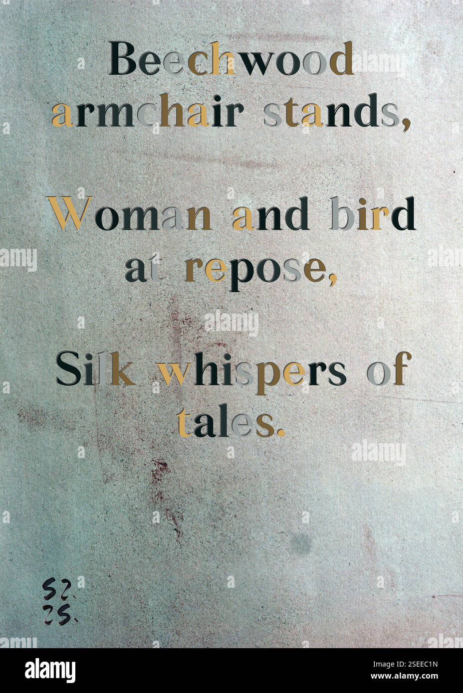 Beechwood armchair stands, Woman and bird at repose, Silk whispers of ...