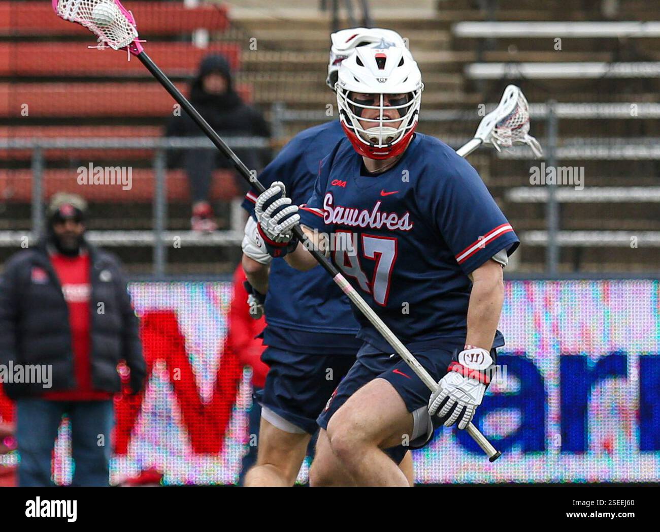 February 08, 2025: Stony Brook defender Riley Hegarty (47) during an ...