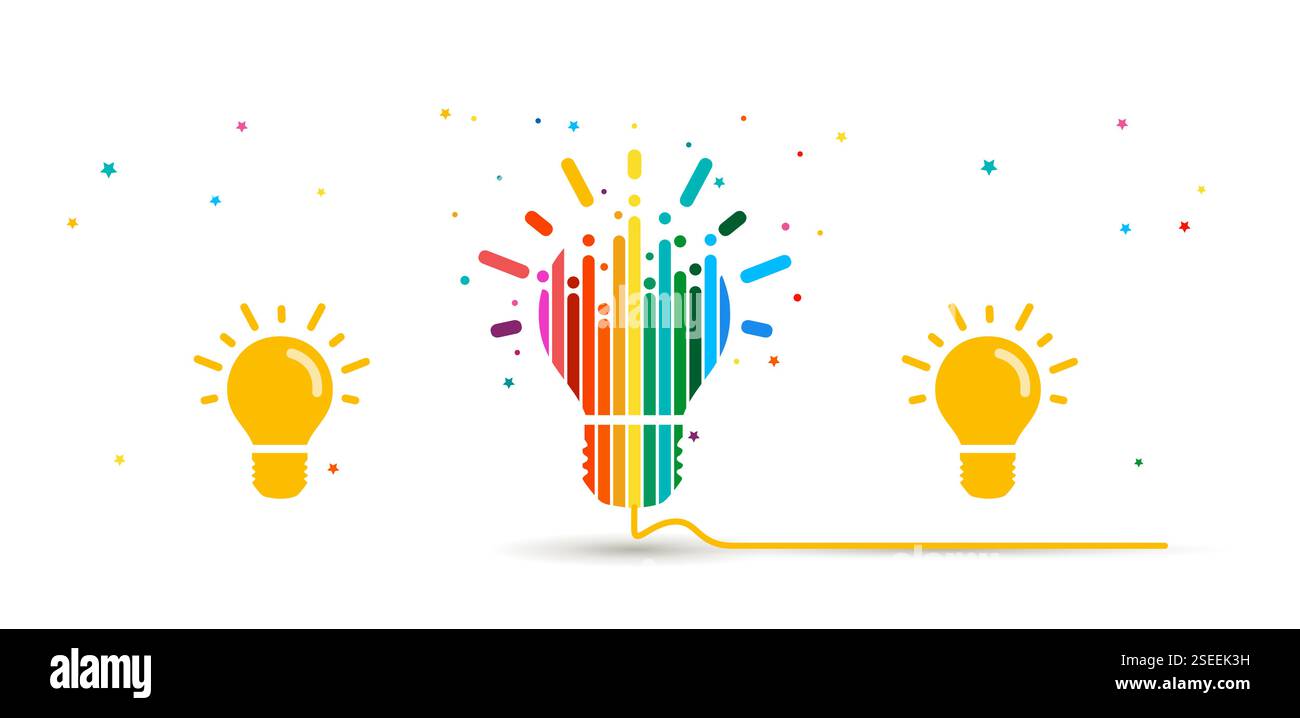 idea - light bulb. Rainbow abstract light bulb on a white background ...