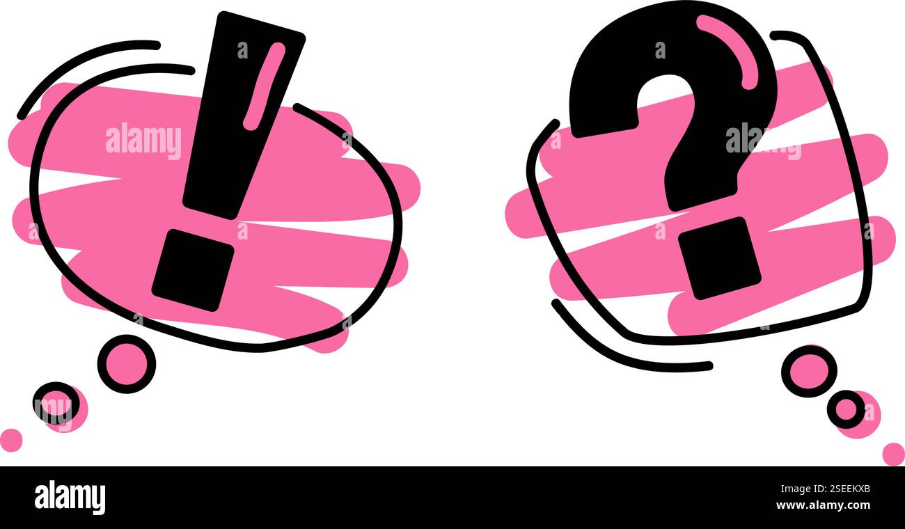 Exclamation mark icon in red speech bubble. Linear question mark. with ...