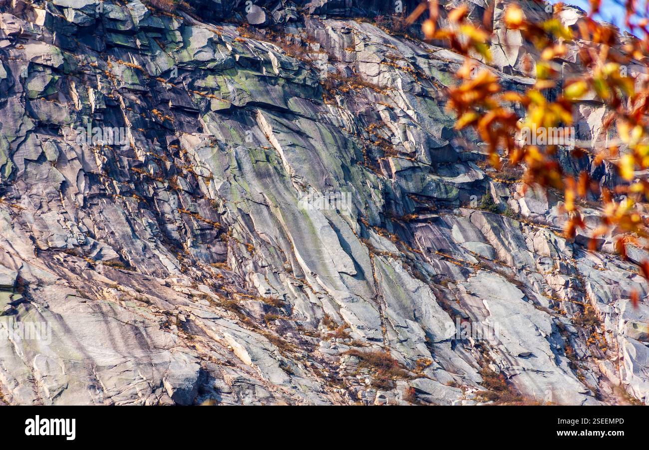 Detailed view of granite textures and climbing routes at "The Slabs" on ...