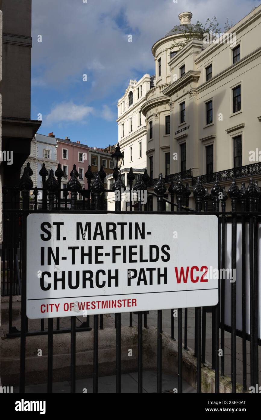 Street sign for St. Martin-in-the-Fields Church Path, WC2, London ...