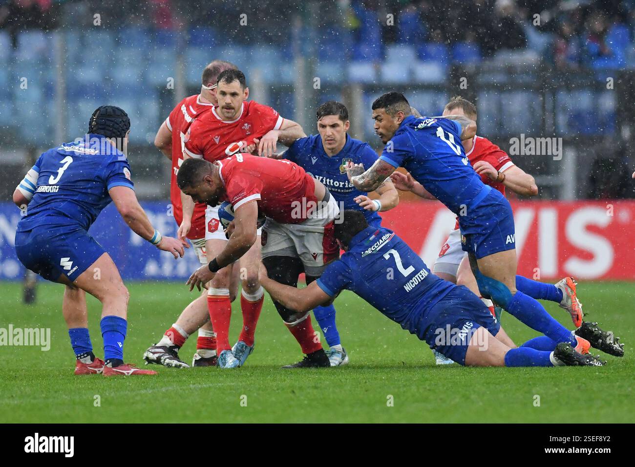 Simone Ferrari of Italy,Tomos Williams of Wales,Taulupe Faletau of ...