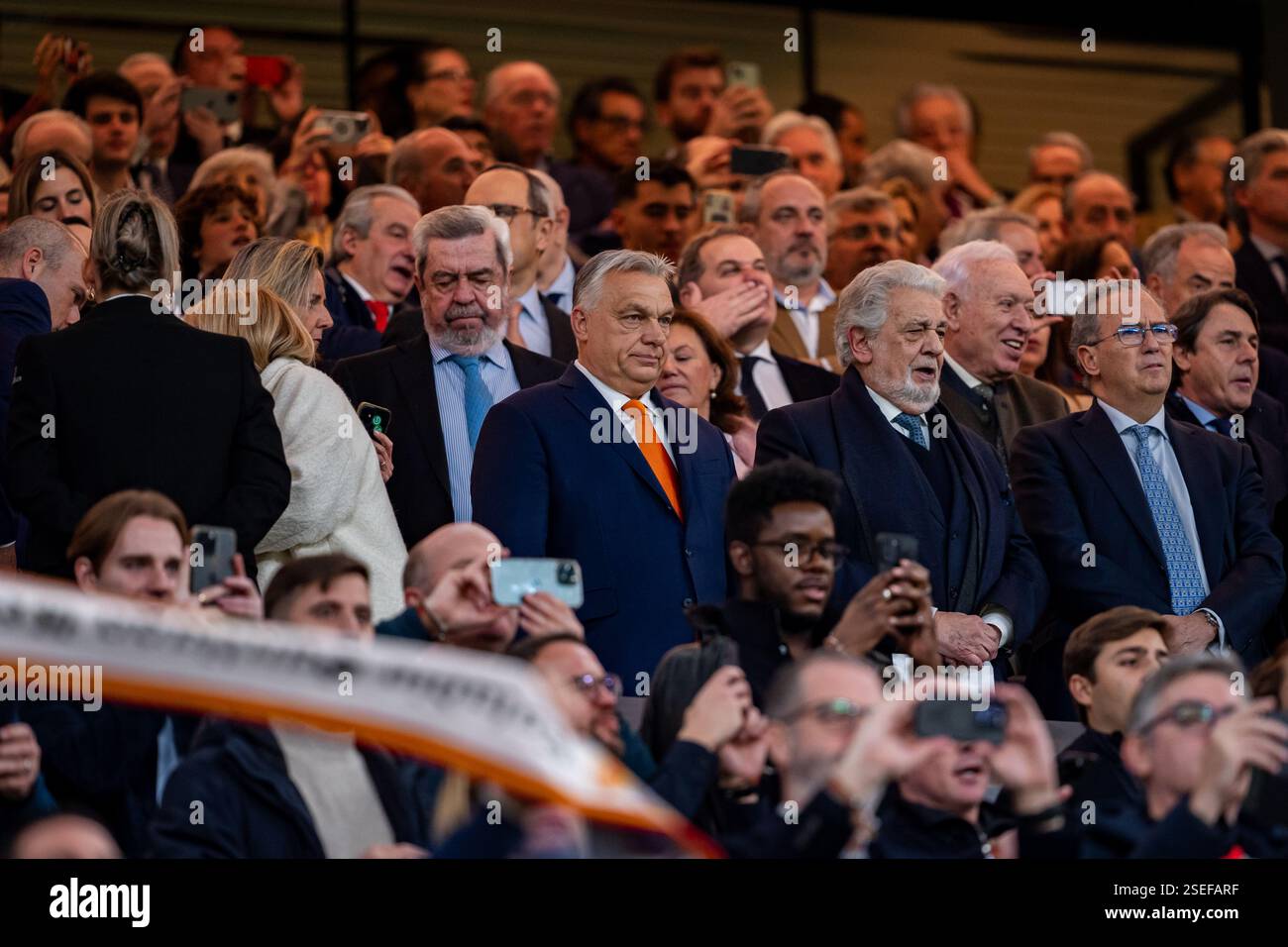 February 8, 2025, Madrid, Madrid, Spain: Viktor Orban (C), Prime Minister of Hungary, seen on ...