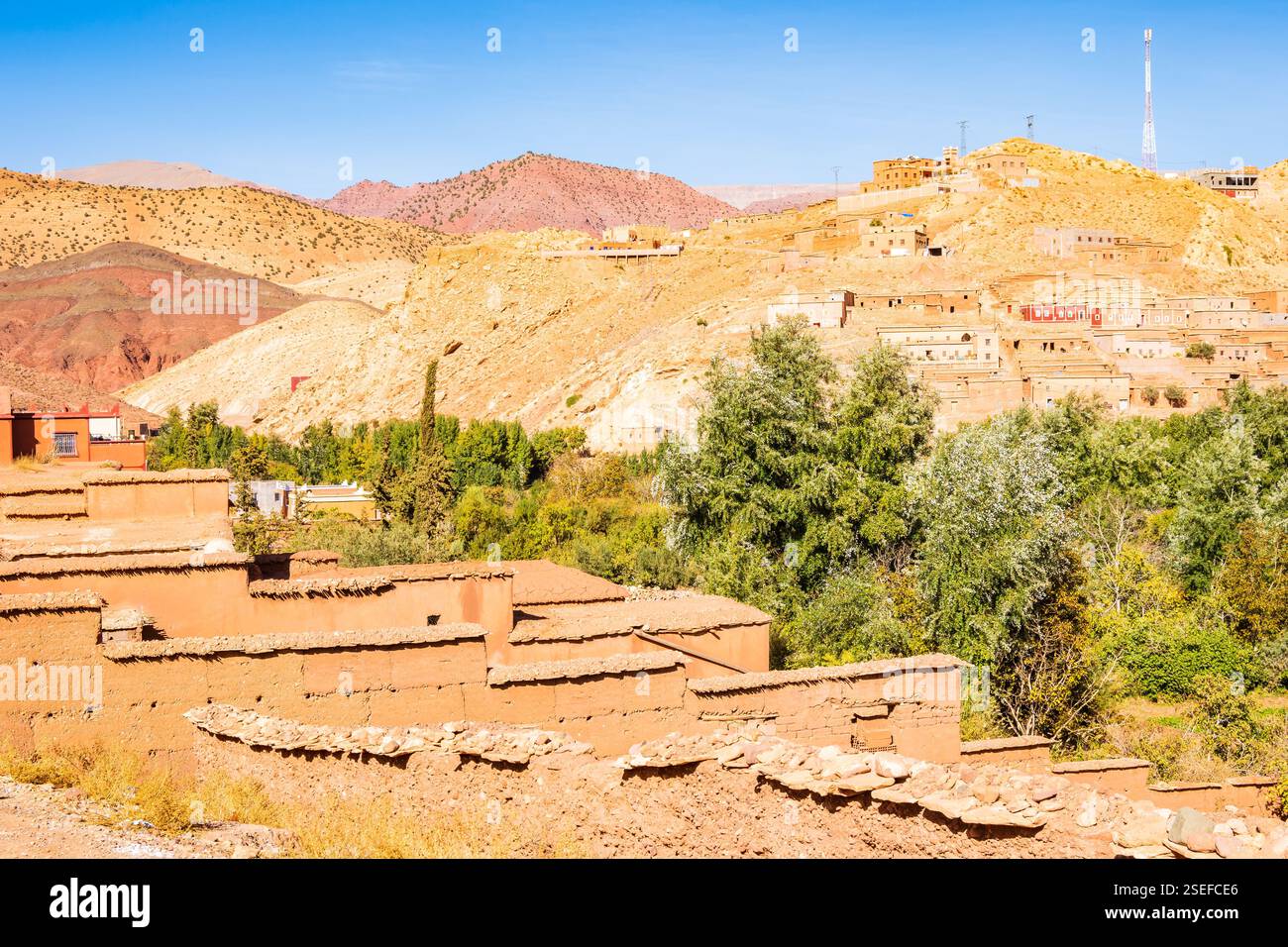 View of Atlas mountains with high peaks and desert arid landscape in ...