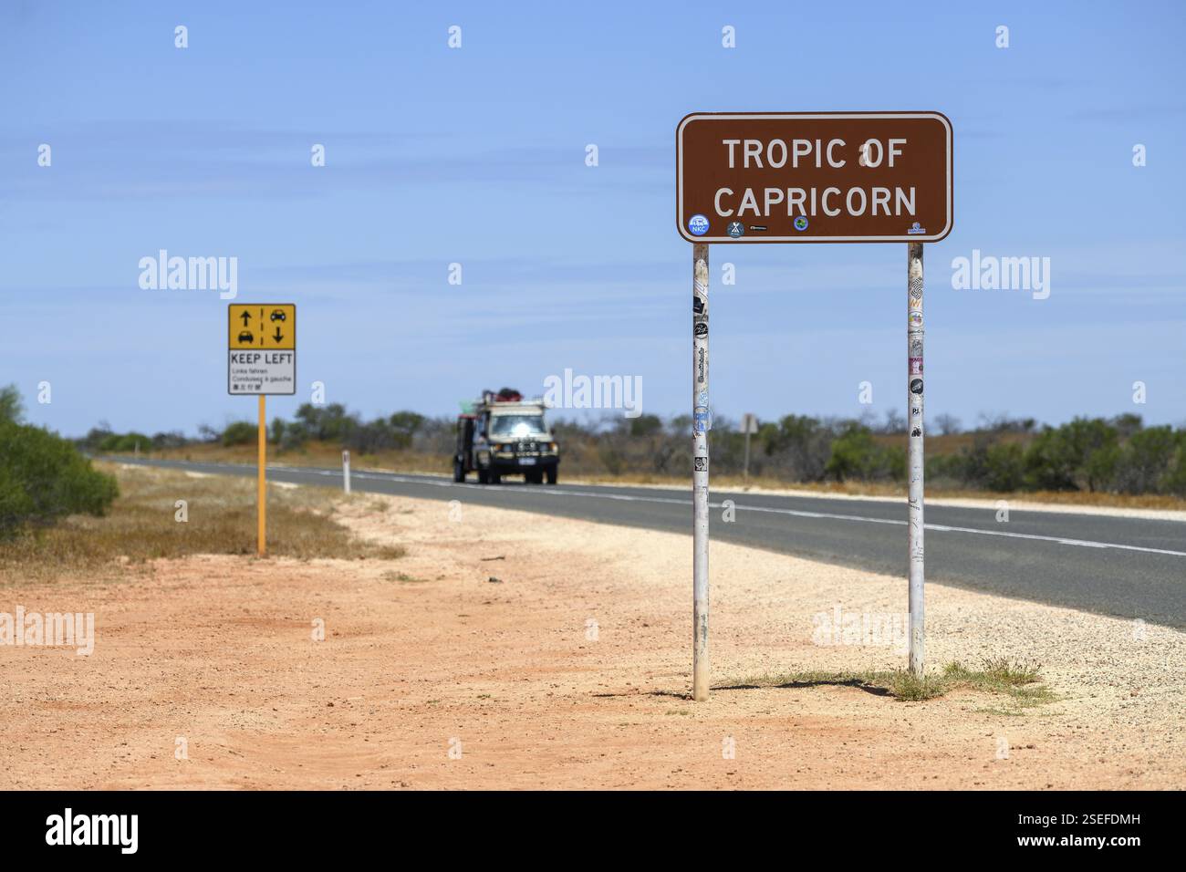 Tropic of Capricorn sign, near Exmouth, State of Western Australia ...