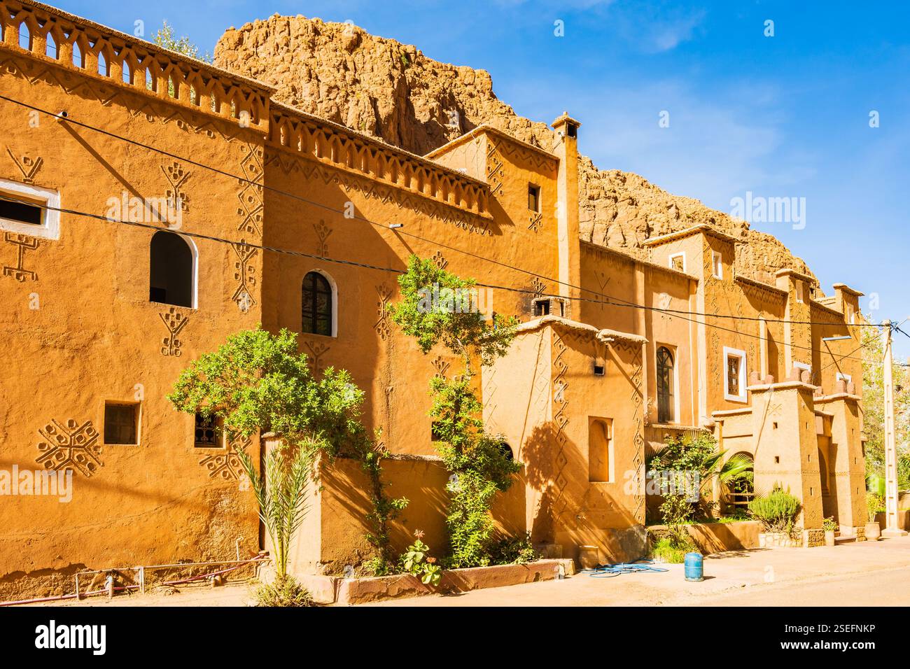 View of traditional riad kasbah house with beautiful Arabic ...