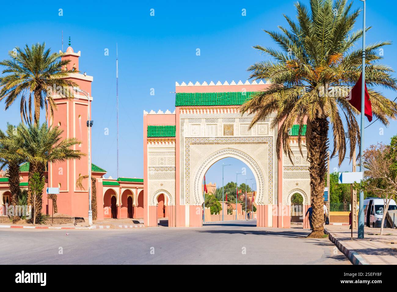 Entrance gate to Rissani town with beautiful Arabic architecture, Morocco, North Africa Stock ...