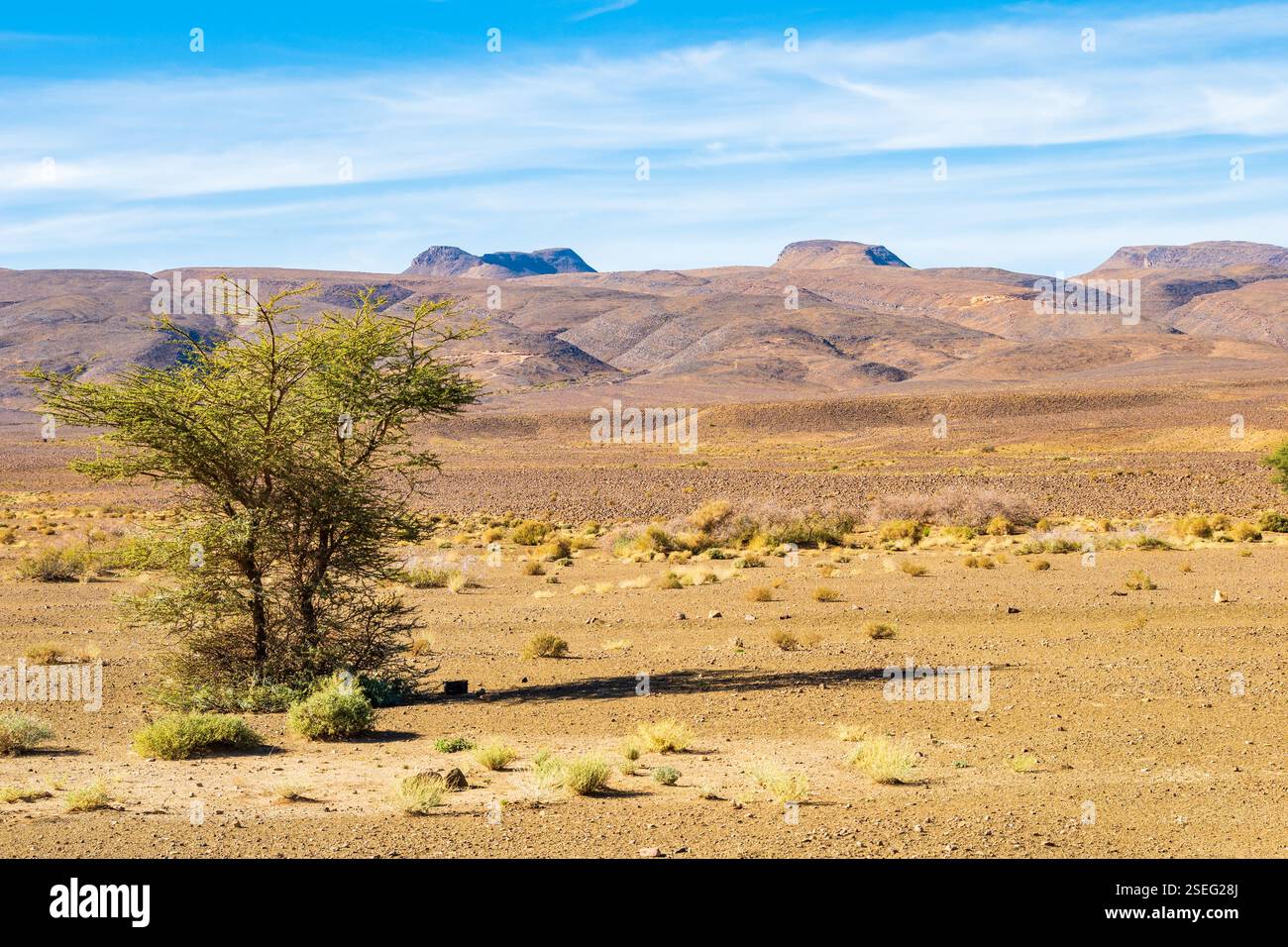 High peaks and desert arid landscape between Agdz and Tazzarine towns ...