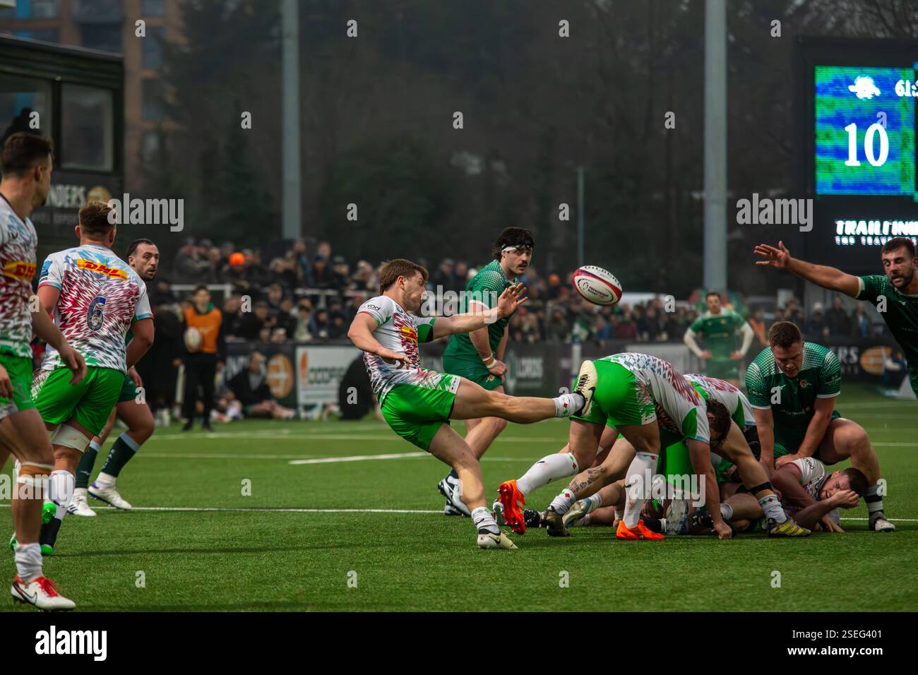 London, UK, 8th February 2025. Harlequins scrum half Will Porter box ...