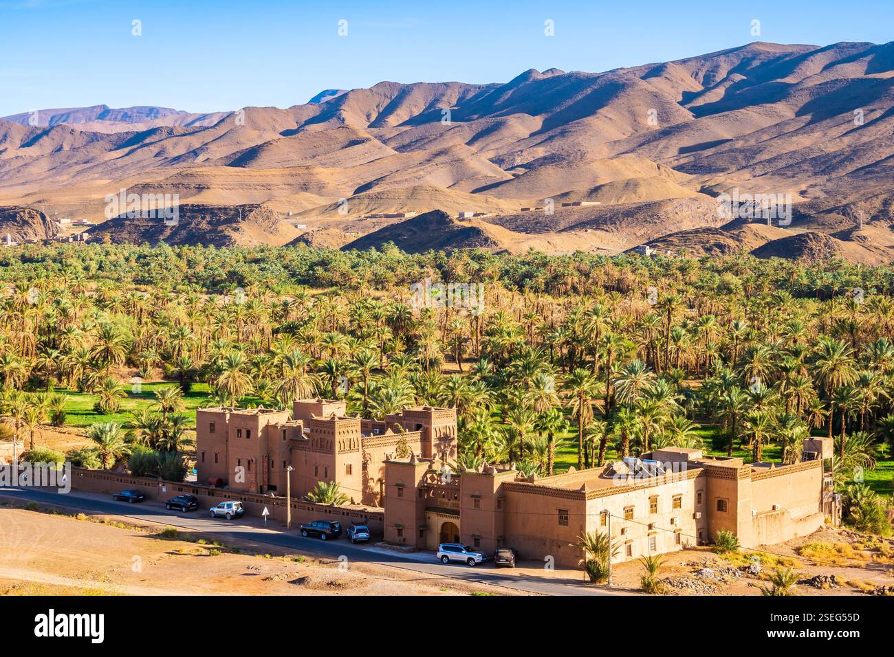 View of traditional riad kasbah building with beautiful Arabic ...