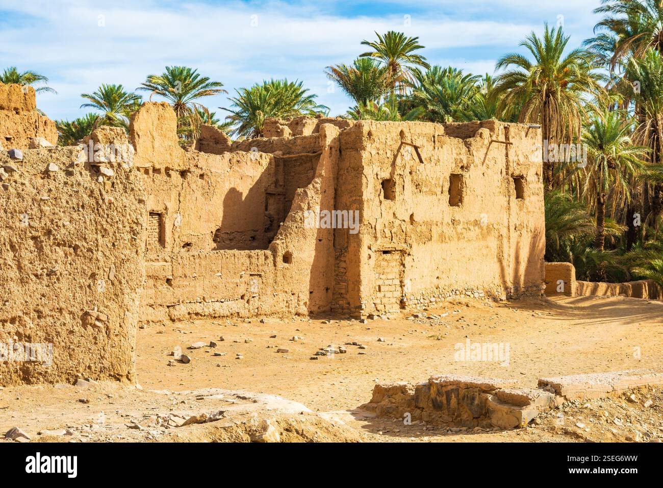 Beautiful ruins of old ancient village in Agdz town, Atlas Mountains ...
