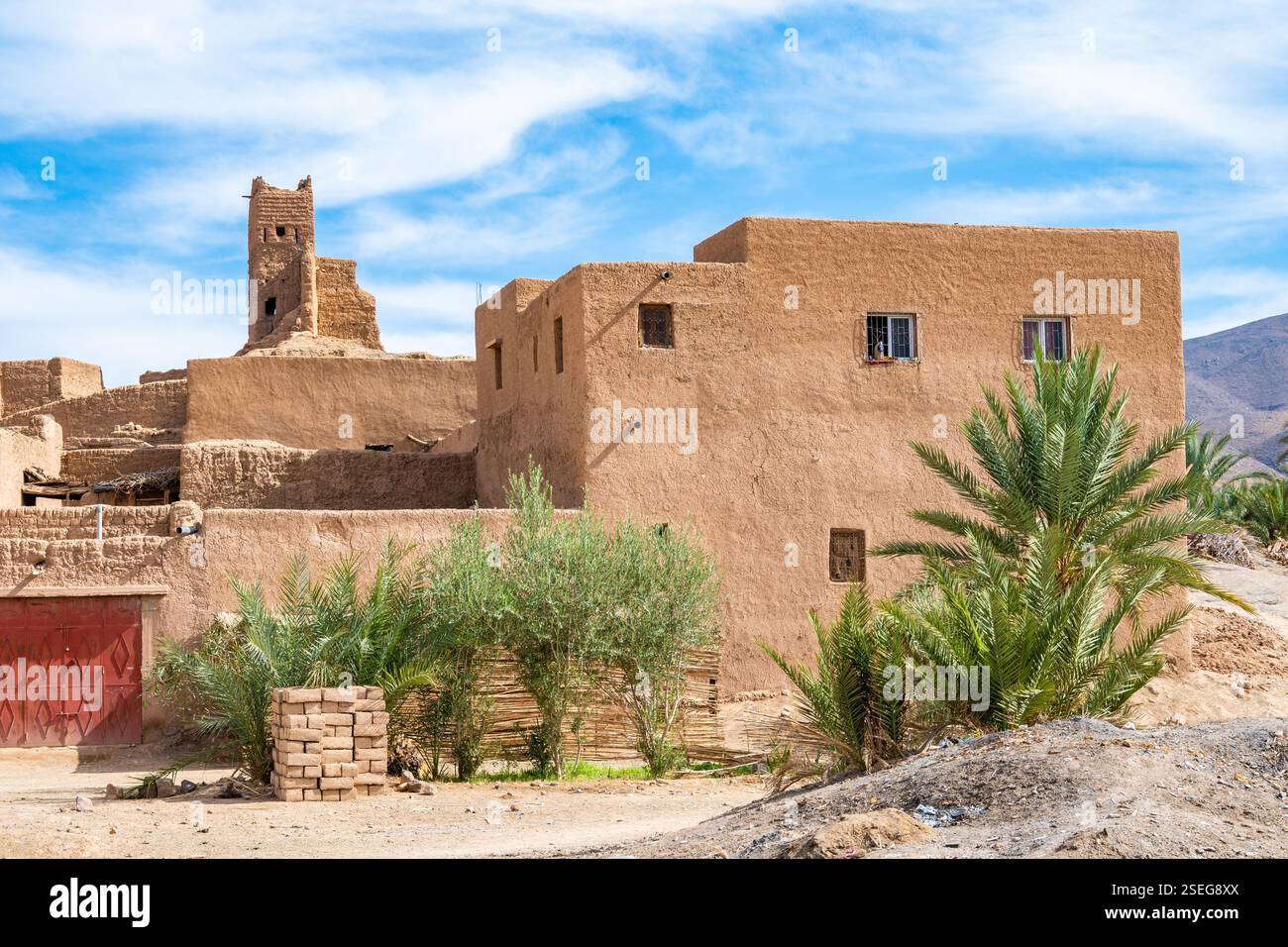 Typical Arabic architecture and houses in village near Tamnougalt in ...