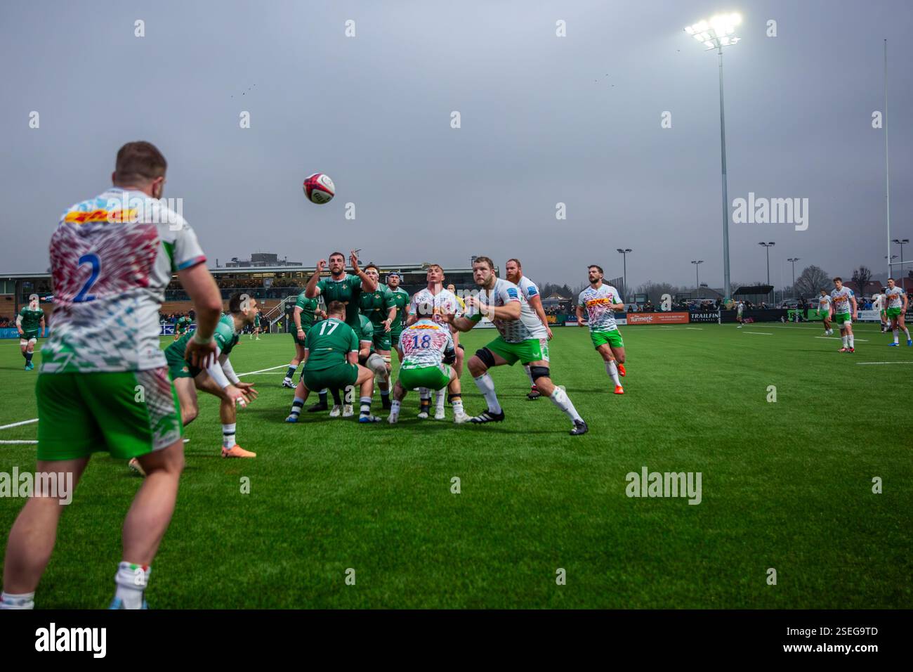 London, UK, 8th February 2025. Harlequins hooker Sam Riley (number 2 ...
