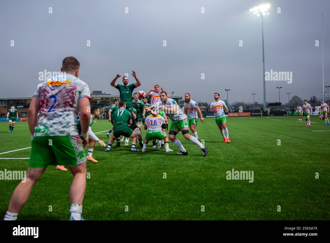 London, UK, 8th February 2025. Harlequins hooker Sam Riley (number 2 ...