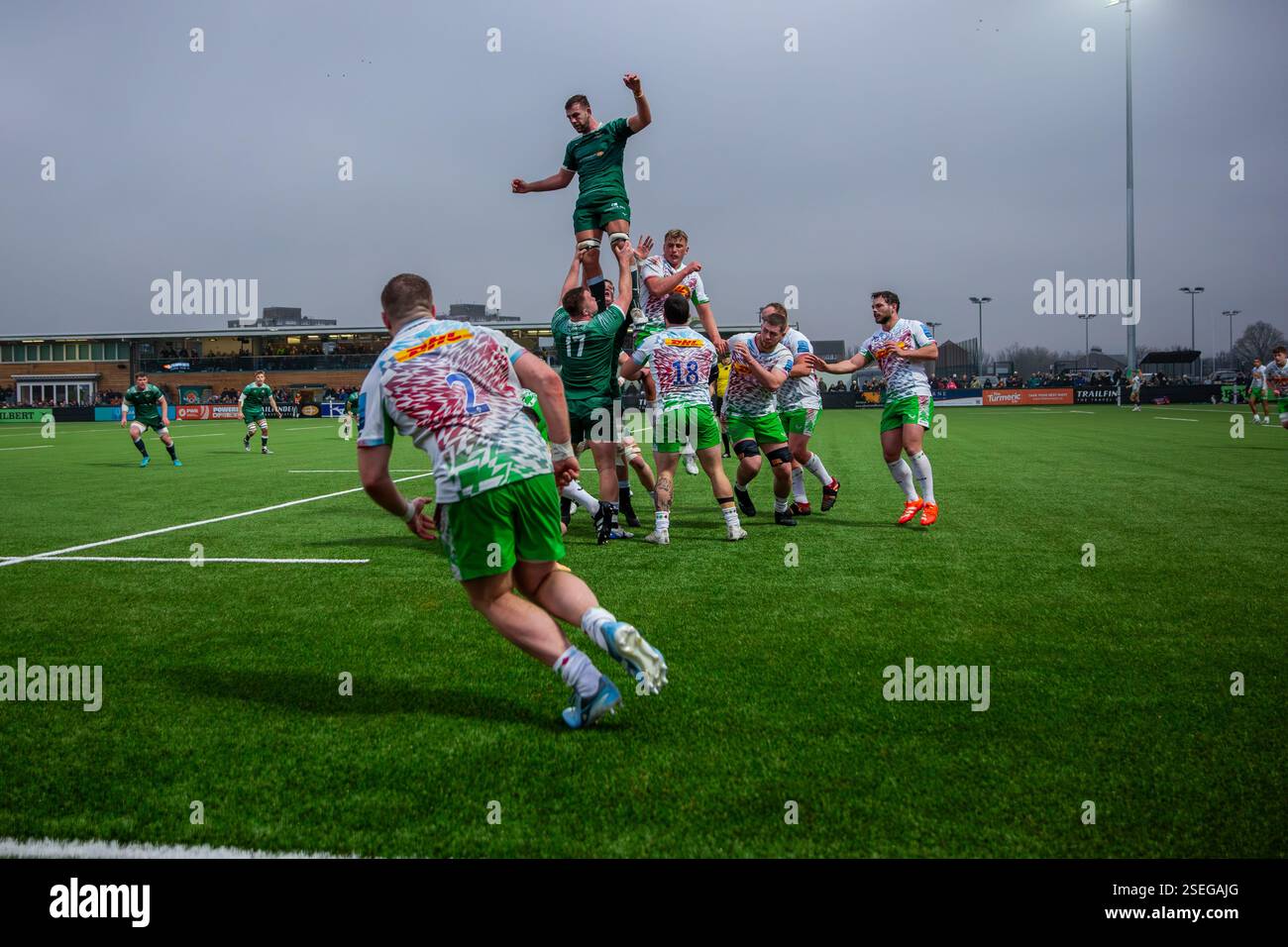 London, UK, 8th February 2025. Harlequins hooker Sam Riley (number 2 ...