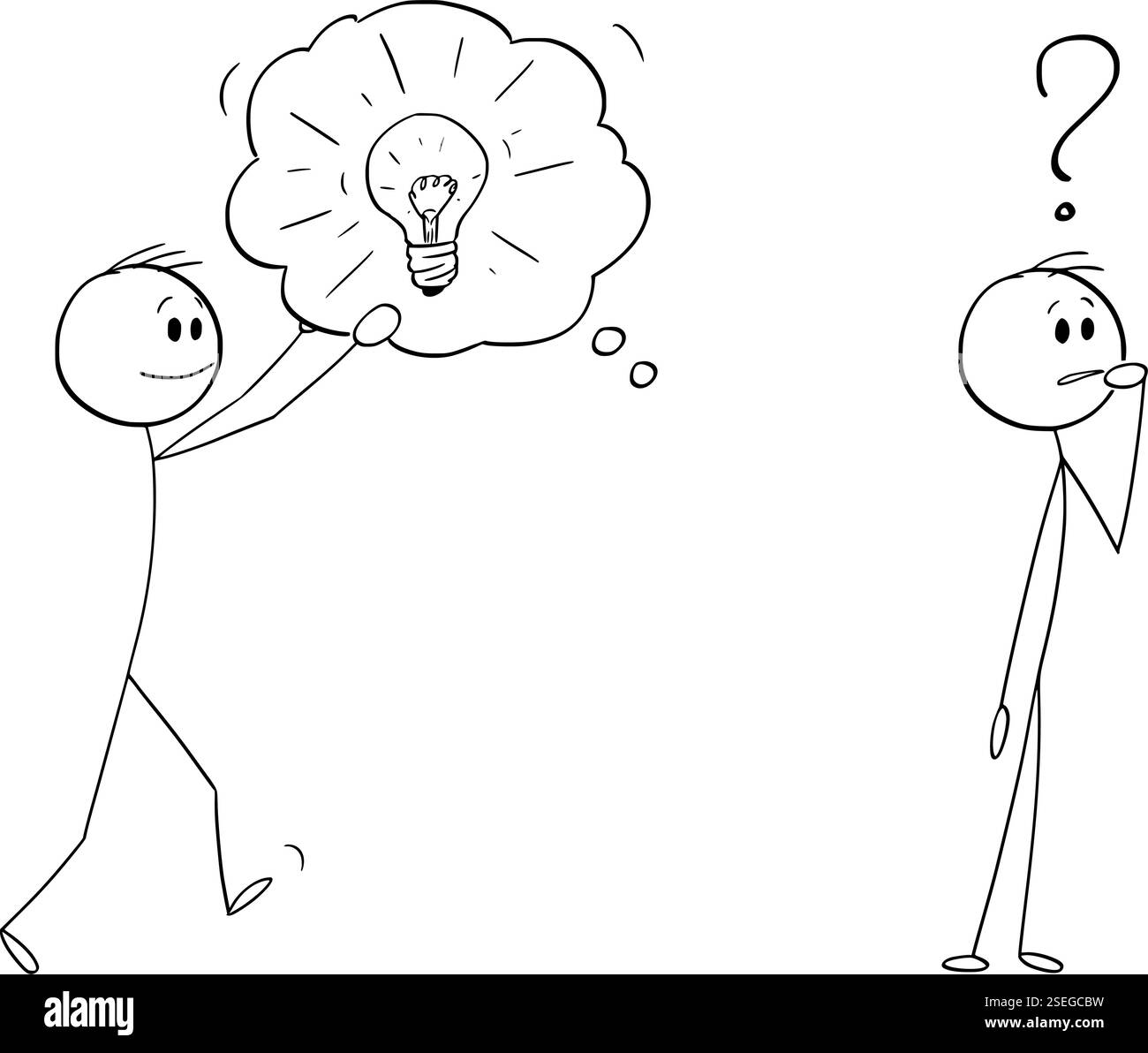 Person needs help with ideas or problem solution , vector cartoon stick ...