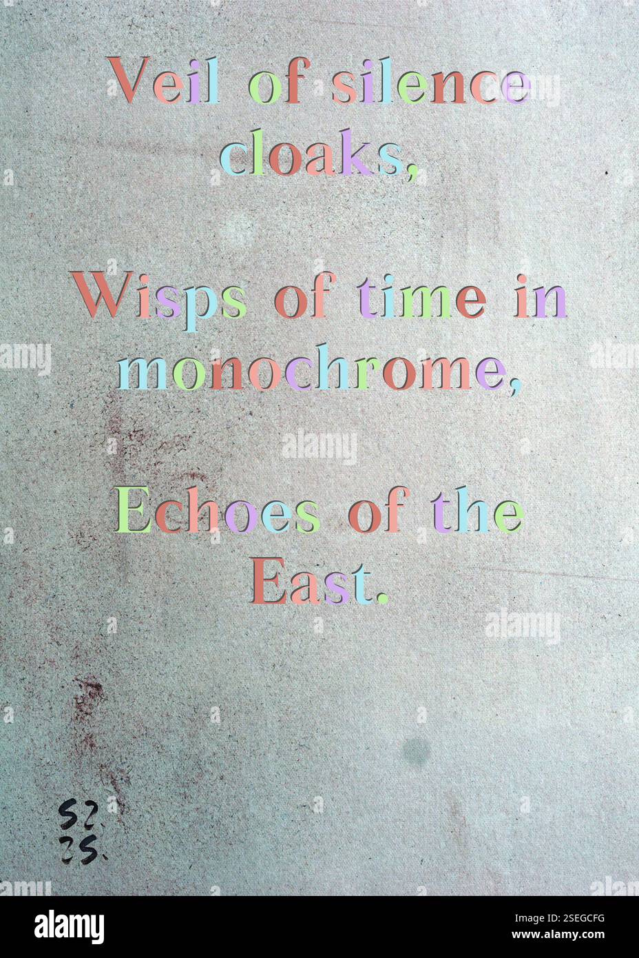 Veil of silence cloaks, Wisps of time in monochrome, Echoes of the East ...