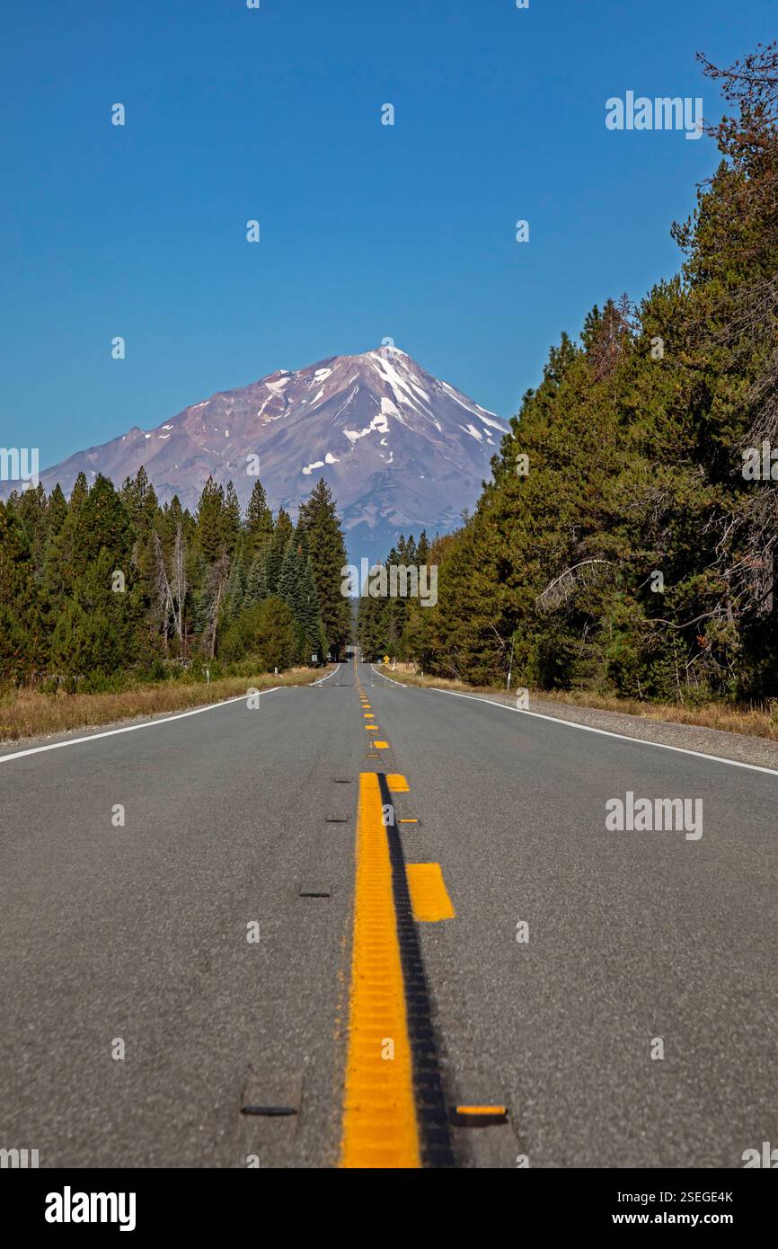 Bartle, California - Mt. Shasta from California Highway 89. The road is ...