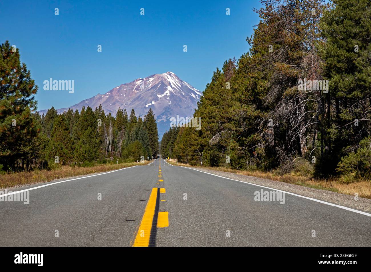 Bartle, California - Mt. Shasta from California Highway 89. The road is ...
