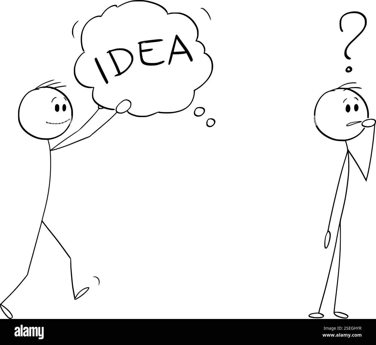 Person needs help with ideas or problem solution , vector cartoon stick ...